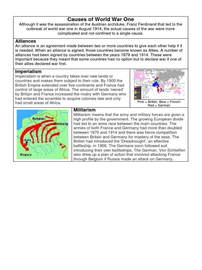 Causes of World War One: Alliances | PDF | Allies Of World War I ...