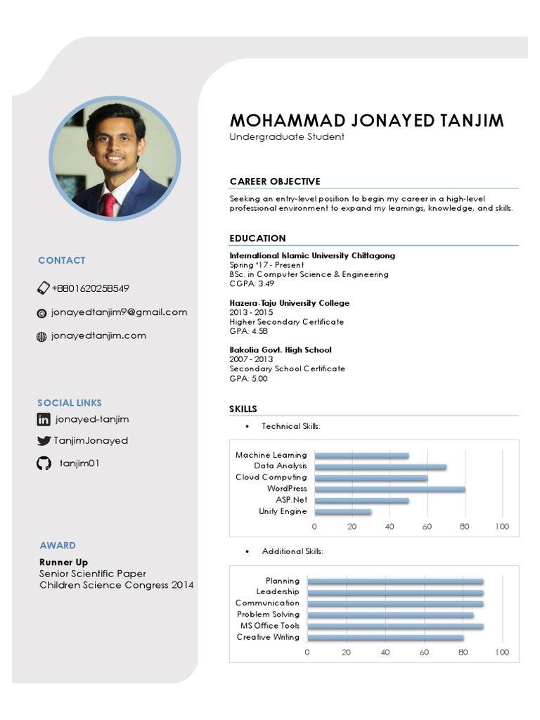 Mohammad Jonayed Tanjim: Career Objective | PDF | Web Application | Microsoft