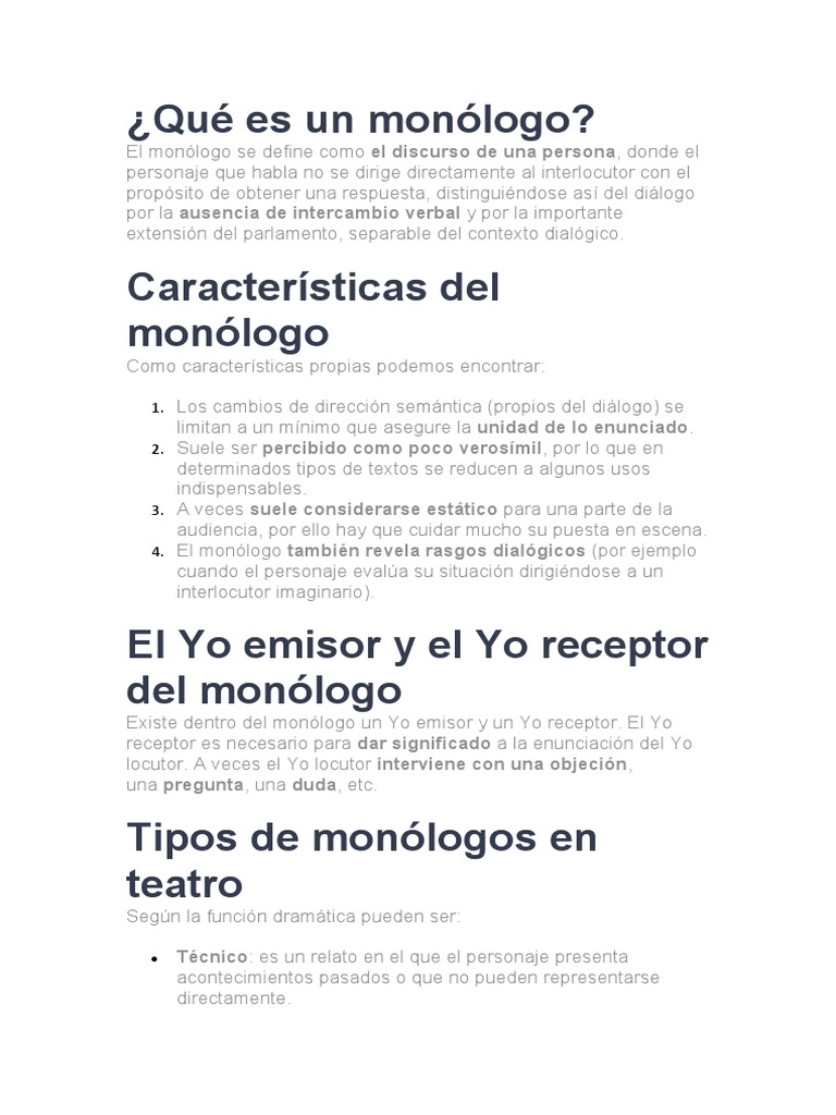 ¿Qué Es Un Monólogo | PDF | Monólogo