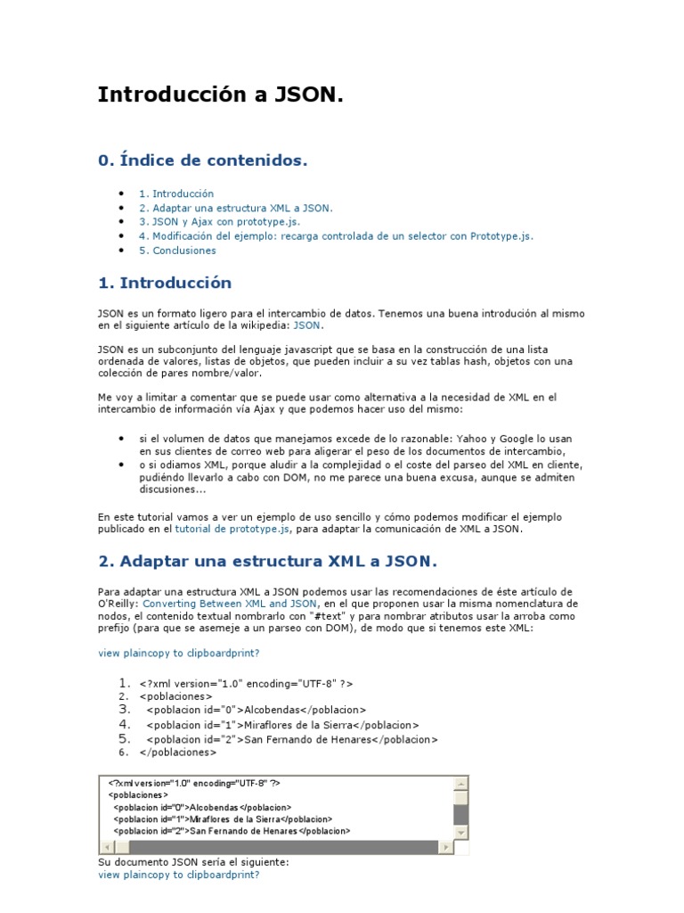 Introducción A JSON | PDF | Json | Xml