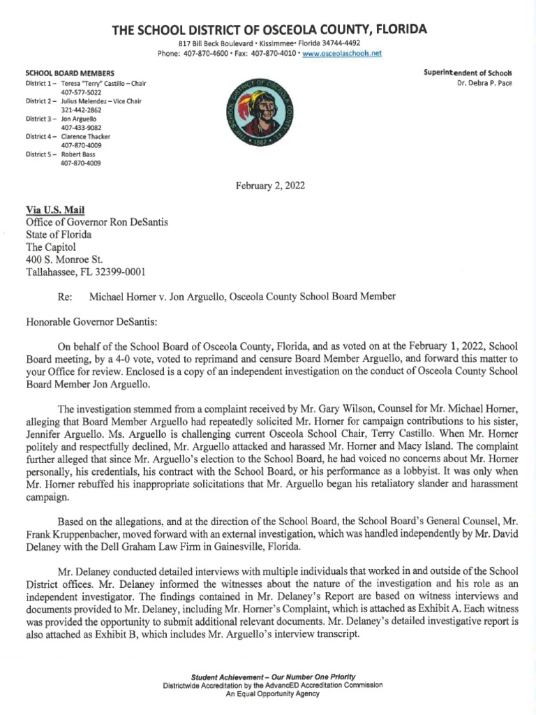 Letter To Gov. DeSantis | PDF