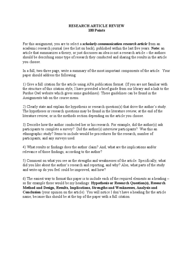 Research Article Review Guidelines | PDF | Academic Journal | Academic ...