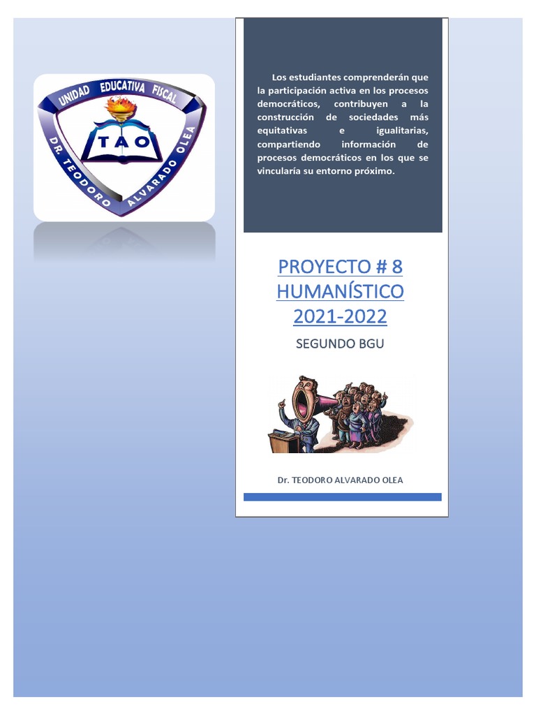Proyecto 8 - Humanistico - Segundo Bgu | PDF