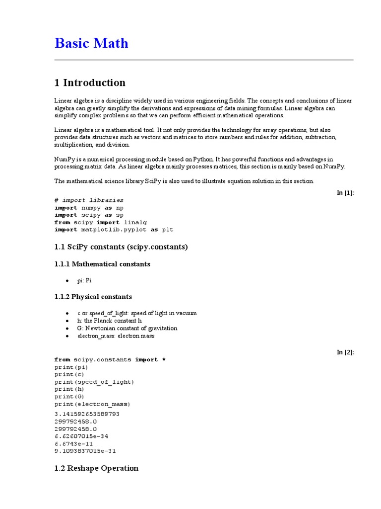 Basic Math: 1.1 Scipy Constants (Scipy - Constants) | PDF | Eigenvalues And Eigenvectors ...