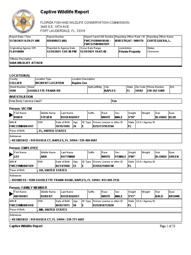 Naples Zoo Tiger Attack Incident Report | PDF | Zoo | Tiger