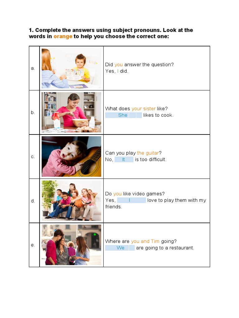 Grammar Subject Object Pronouns. | PDF | Cognitive Science | Grammar