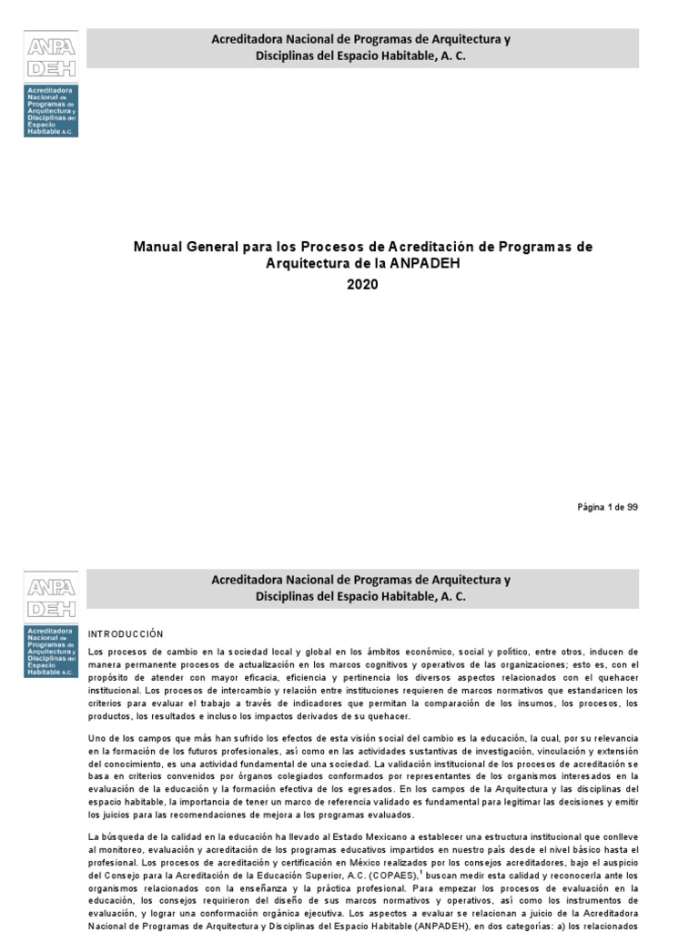 Manual General para Los Procesos de Acreditacion de Programas de ...