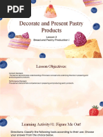 LO 2. Decorate and Present Pastry Products | PDF | Icing (Food) | Butter