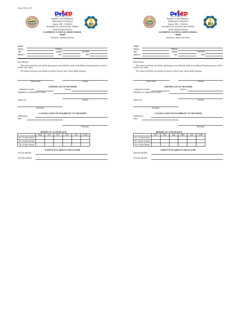 Deped Form 138 | Download Free PDF | Psychology | Cognition