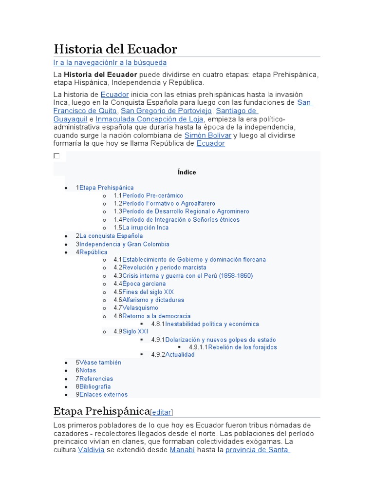 Historia del Ecuador: Etapas Clave | PDF | Ecuador