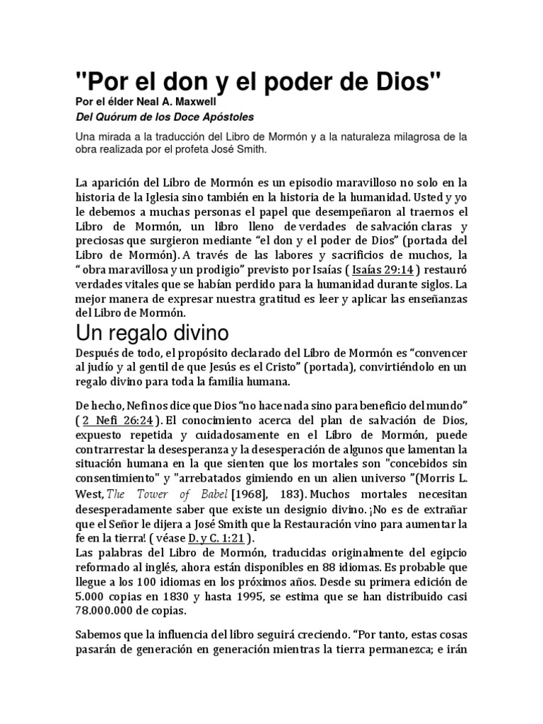 Por El Don y El Poder de Dios | PDF | Libro de Mormón | La Iglesia de ...