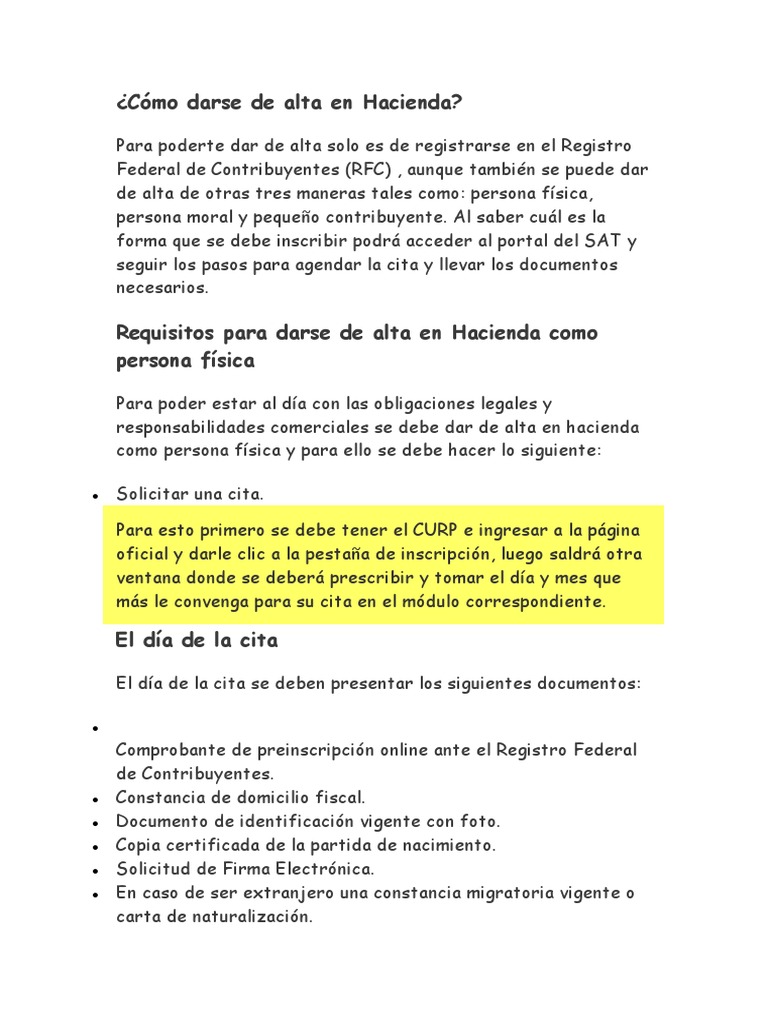 ¿Cómo Darse de Alta en Hacienda ? | PDF | Certificado de nacimiento