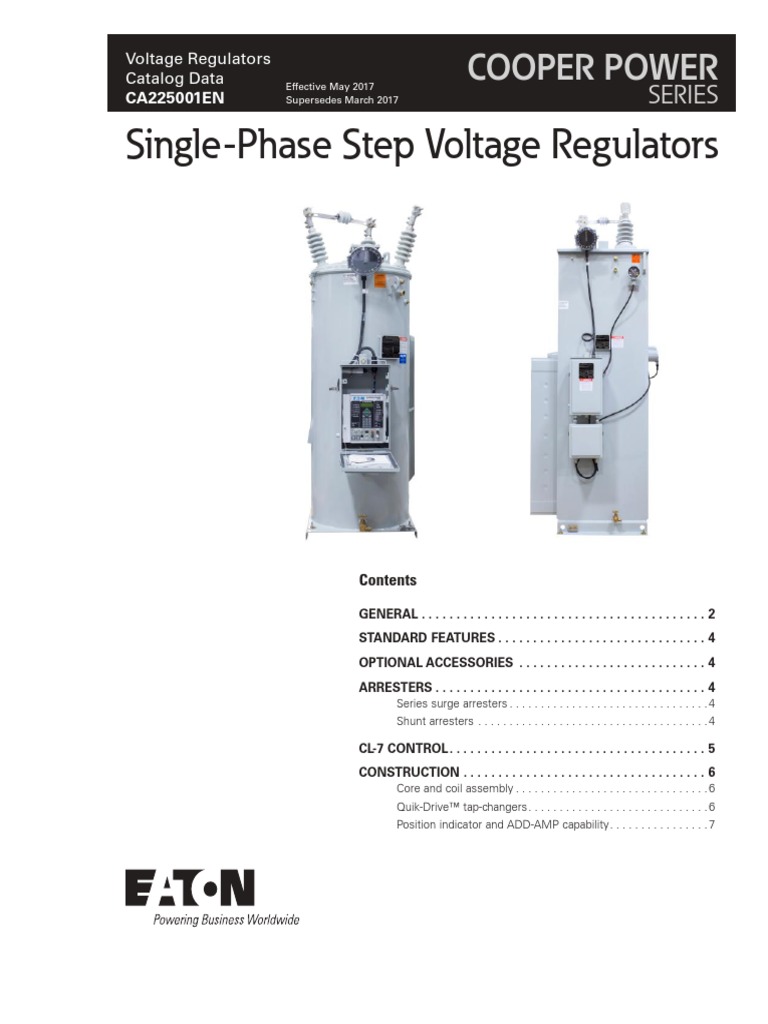 Single-Phase Step Voltage Regulators: Cooper Power | PDF | Electrical Substation | Transformer