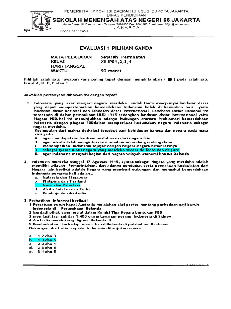 Evaluasi 1 Sejarah Minat | PDF