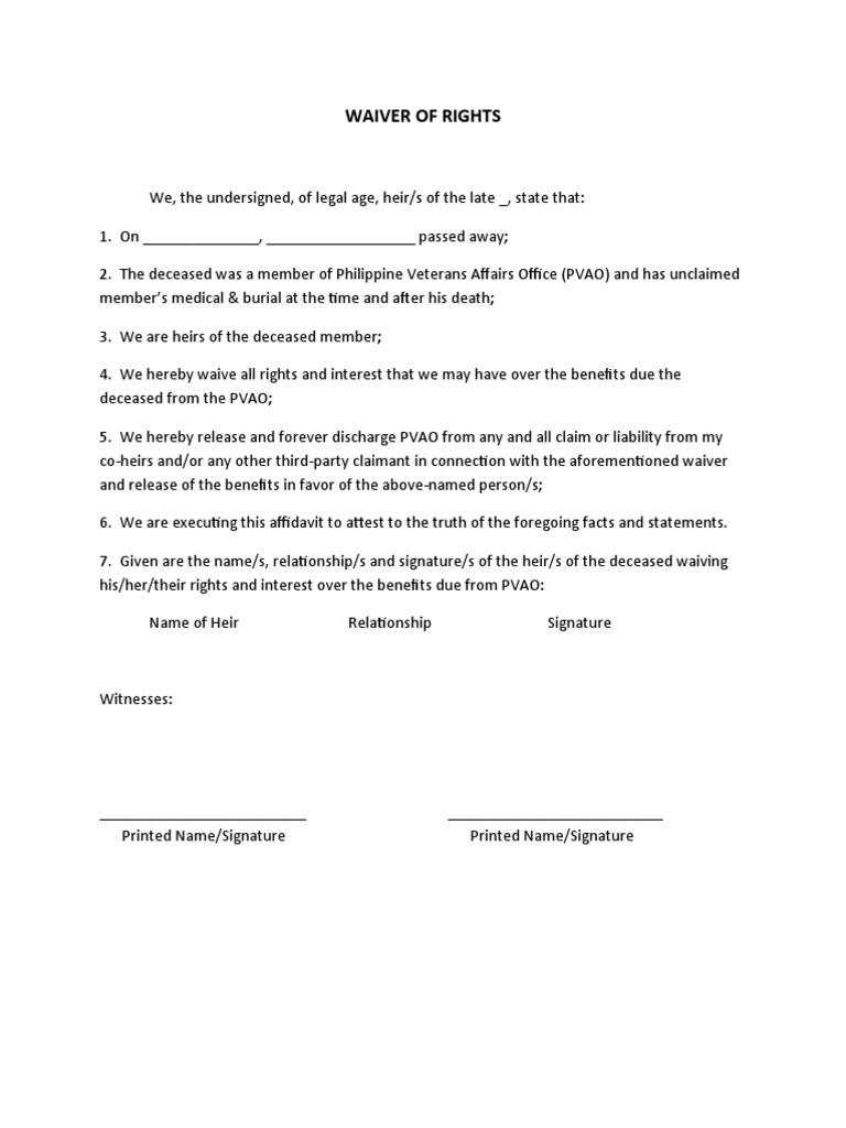 Waiver of Rights | PDF