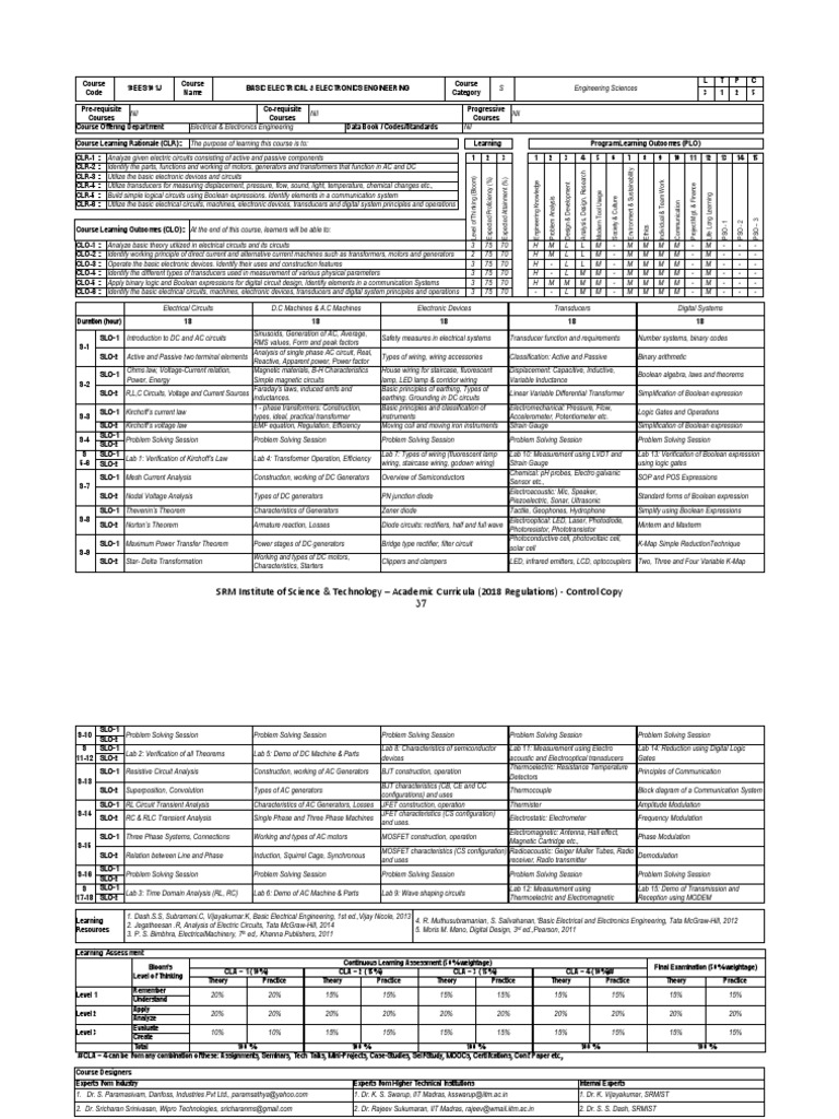 SRM Institute of Science & Technology - Academic Curricula (2018 ...