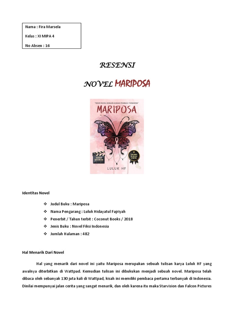 Resensi Novel Mariposa oleh Luluk HF | PDF | Klasik