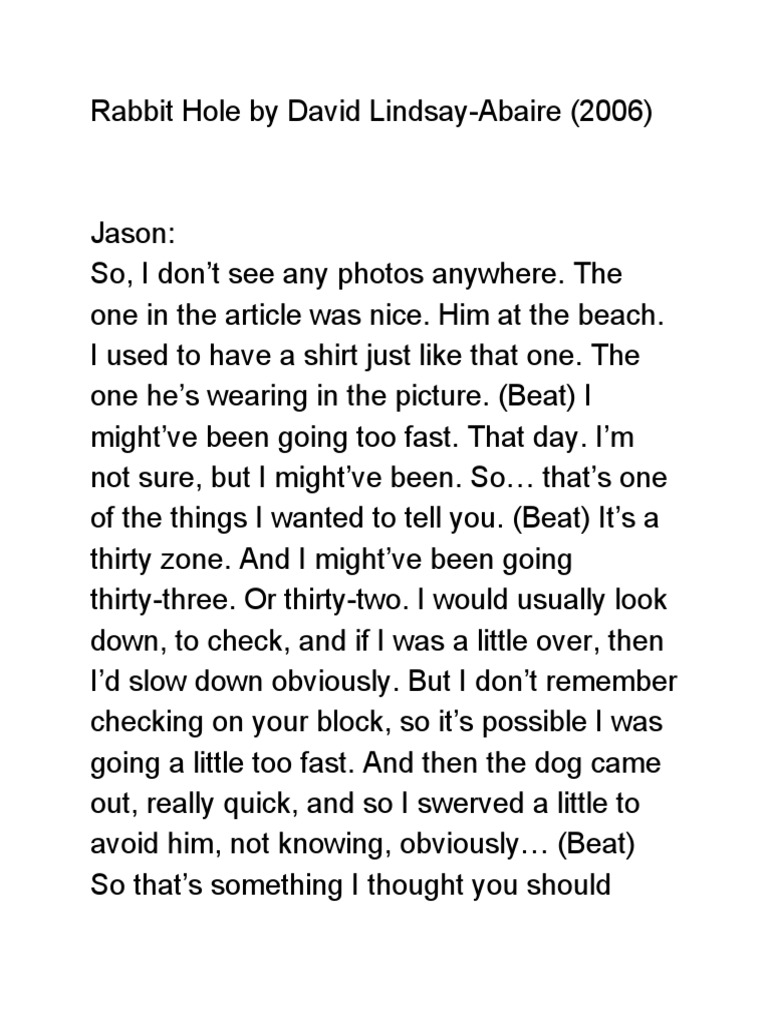 Jason's Monologue from Rabbit Hole | PDF