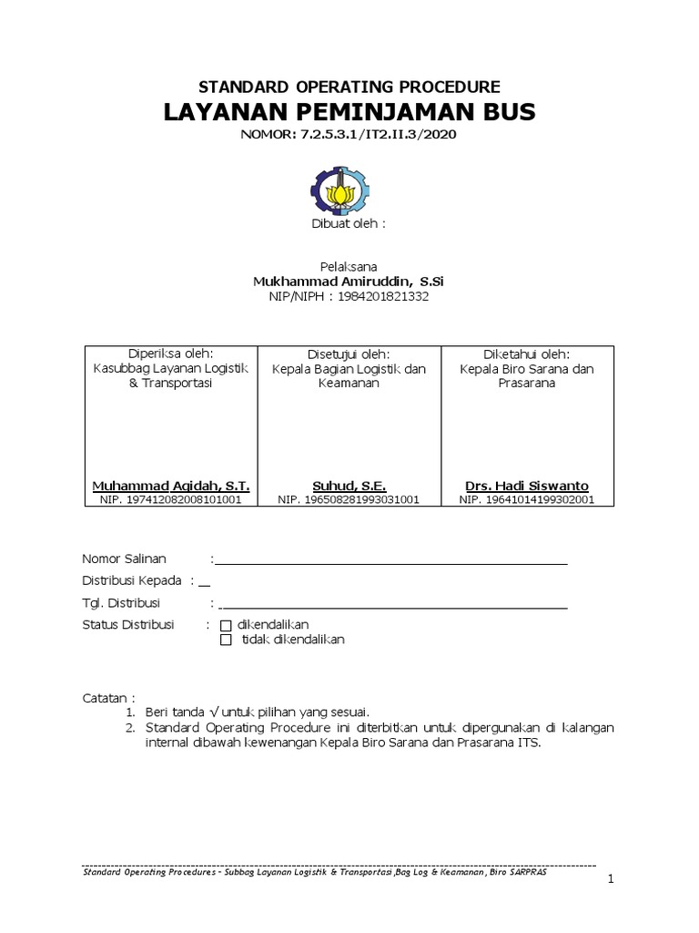 SOP Layanan Peminjaman Bus | PDF