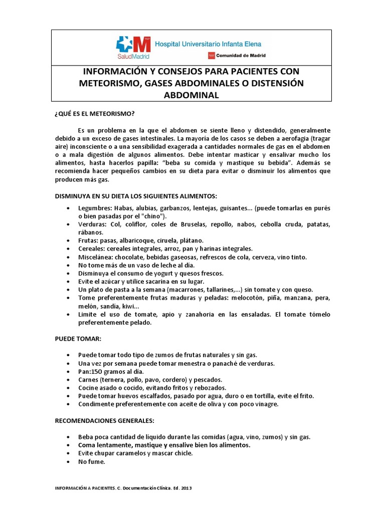 CGD - Dieta Meteorismo, Gases, Distensión. | PDF | Alimentos ...