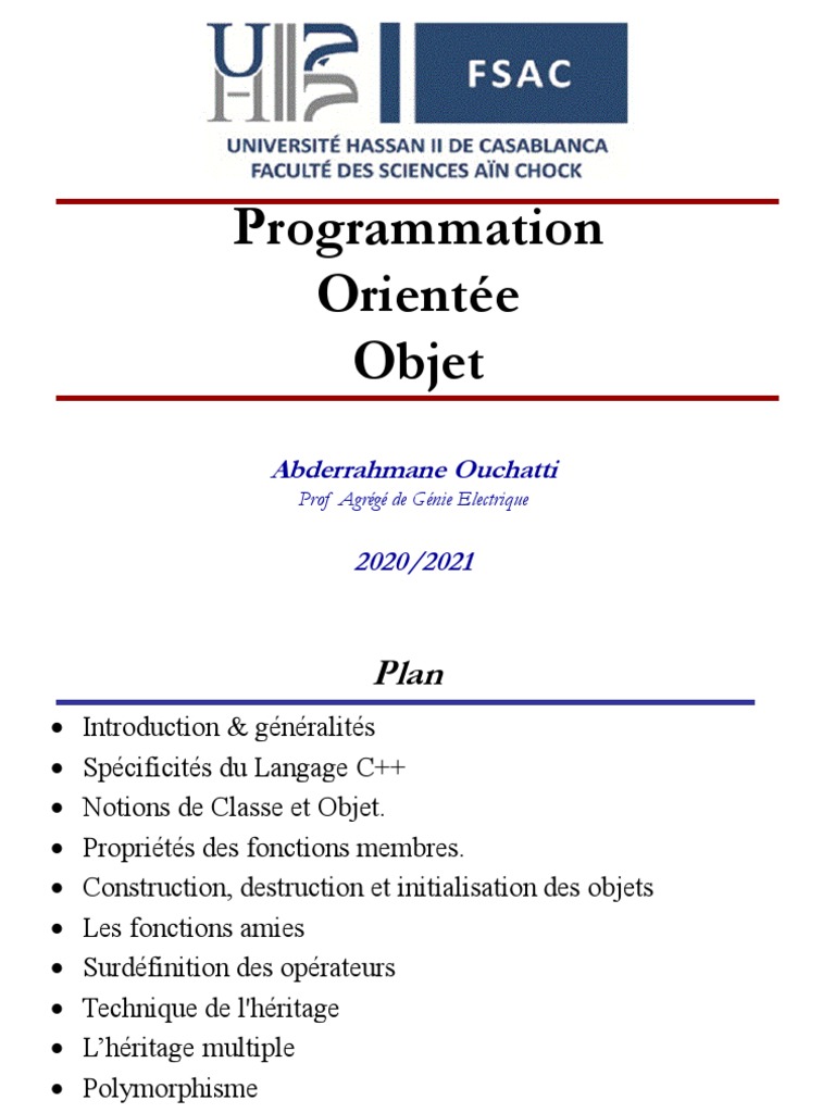 POO CPP | PDF | Classe (informatique) | Langage de programmation