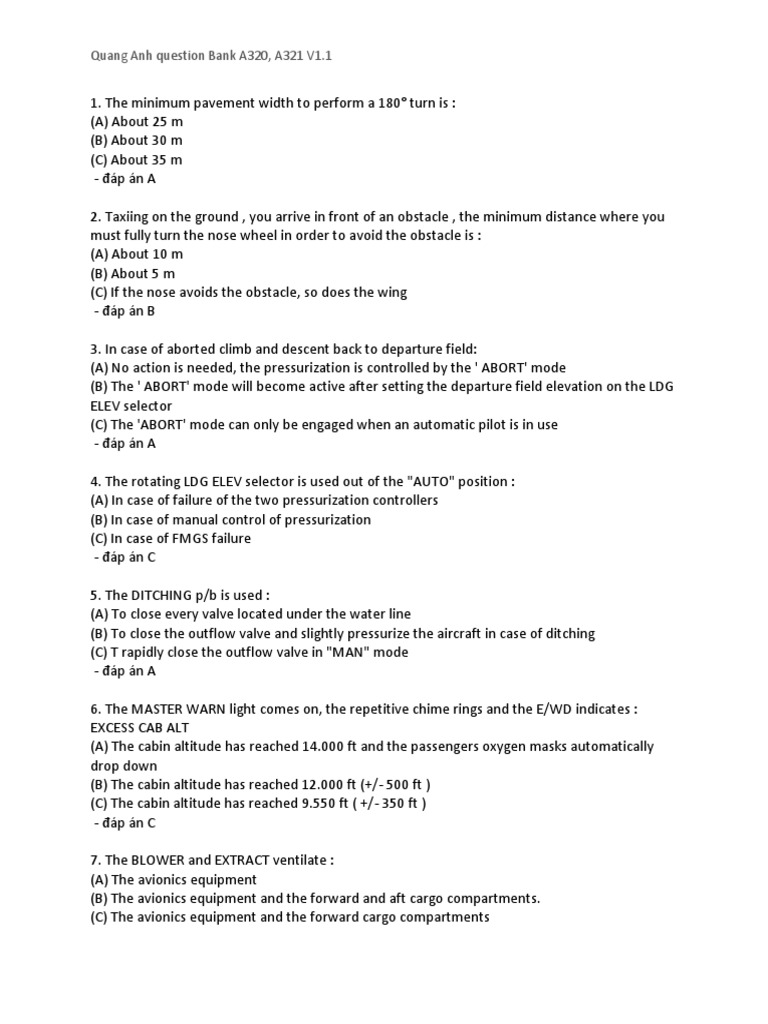 A320/A321 Type Rating Question Bank | PDF | Landing Gear | Transport