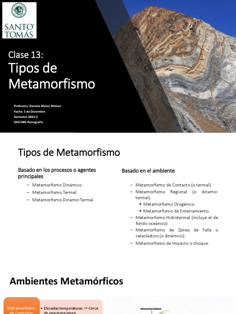 Clase 13. Tipos de Metamorfismo | PDF | Roca (geología) | Roca ígnea
