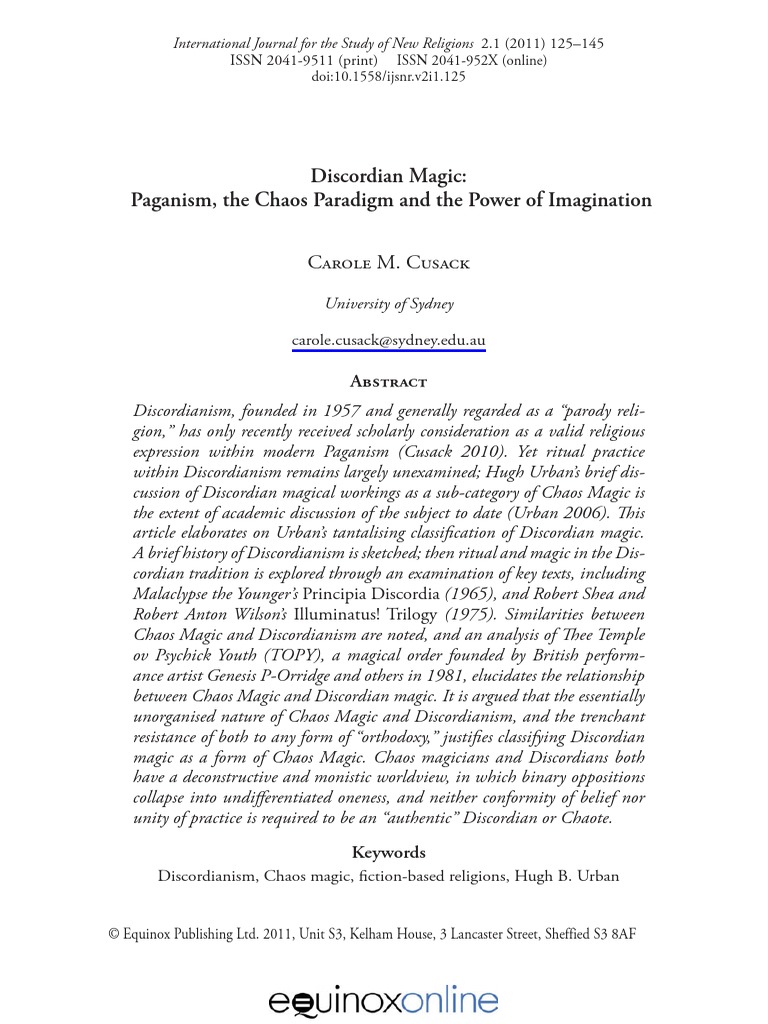 Discordian Magic Paganism The Chaos para | PDF | Wicca | Supernatural
