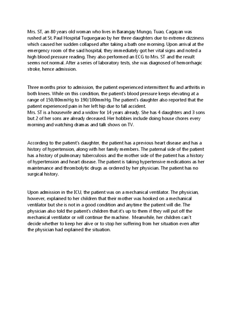 CVA - Case Scenario | PDF | Autonomy | Hypertension