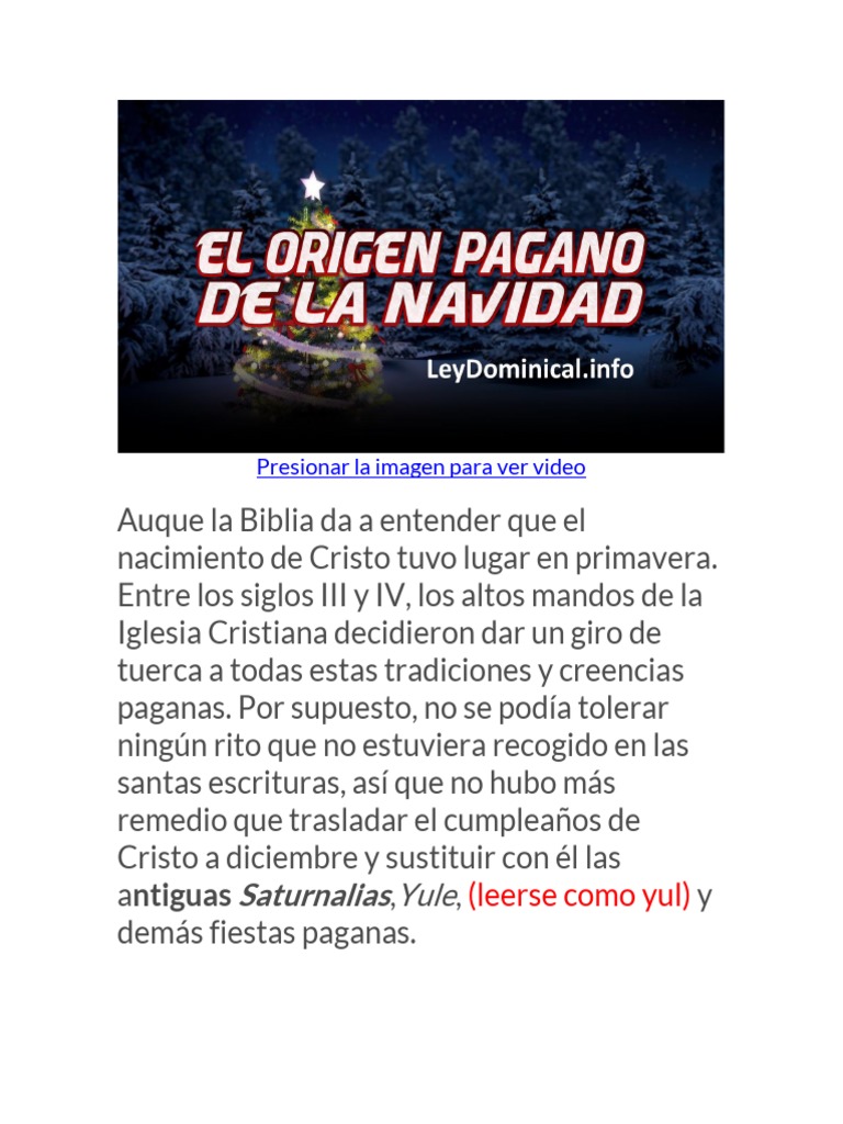 El Origen Pagano de La Navidad | Descargar gratis PDF | Navidad | Árbol de Navidad