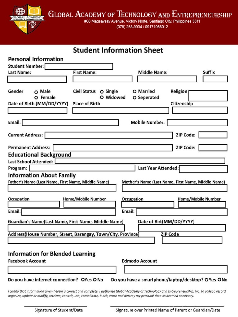 Sis Form | PDF