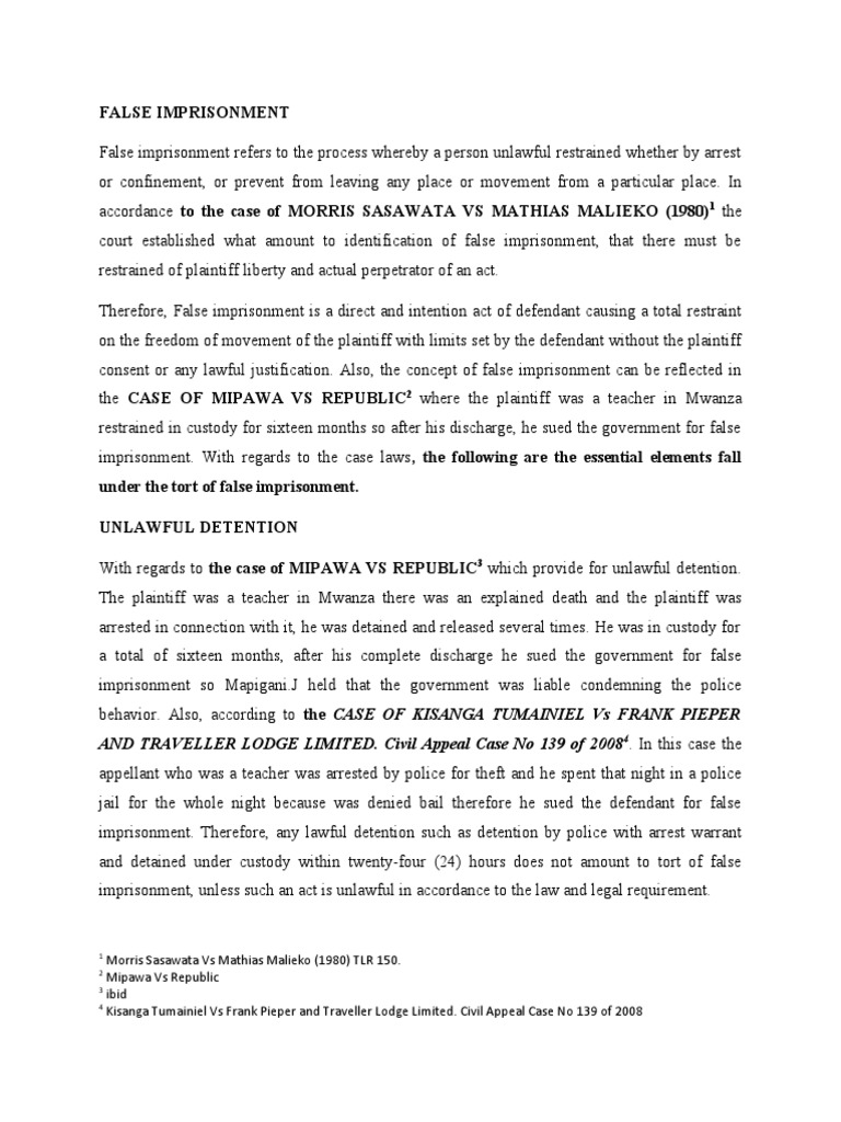 Analysis of the Essential Elements and Available Defenses for the Tort ...
