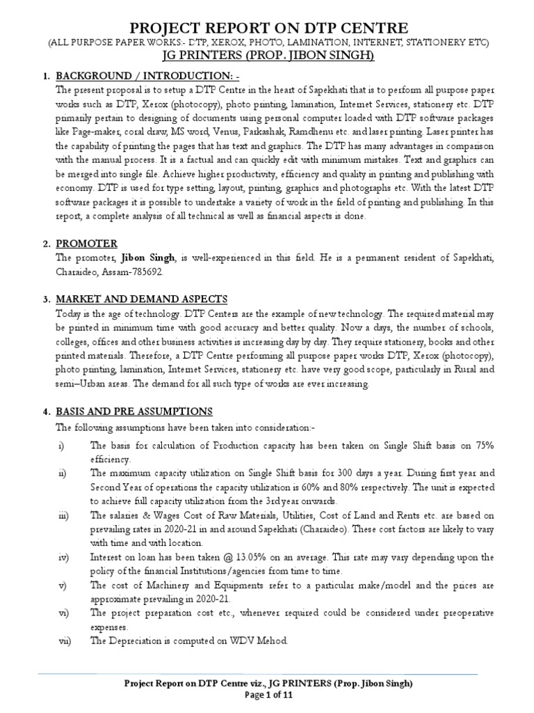 DTP Centre Business Plan Overview | PDF | Printer (Computing) | Printing