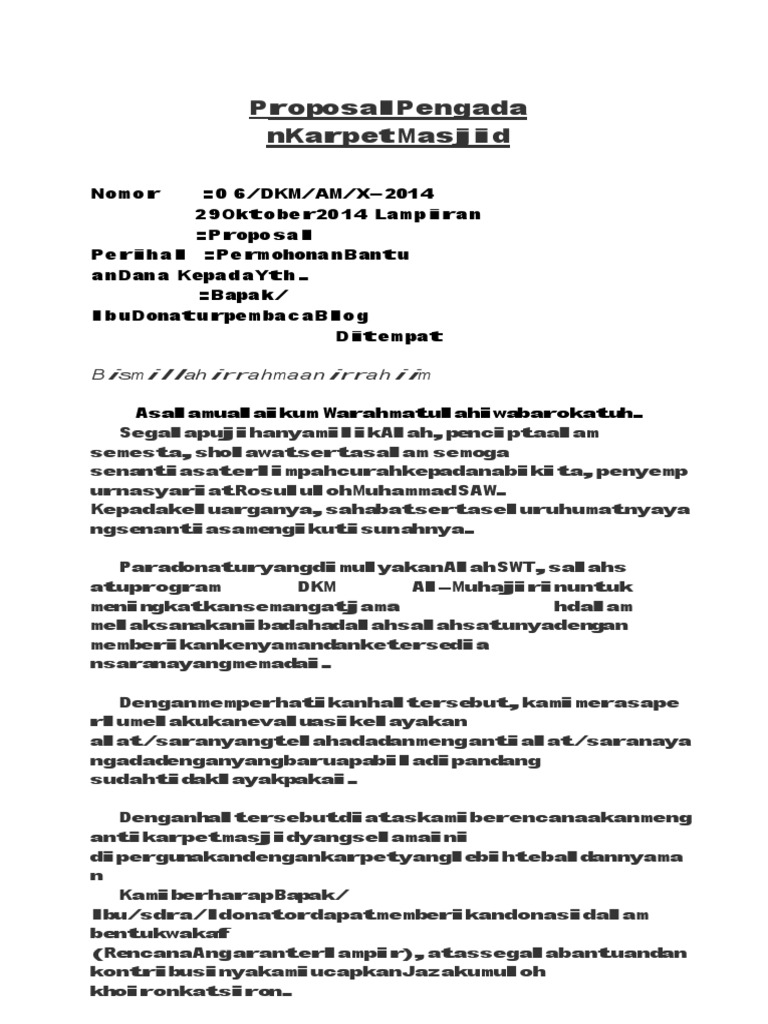 Proposal Pengadaan Karpet Masjid | PDF