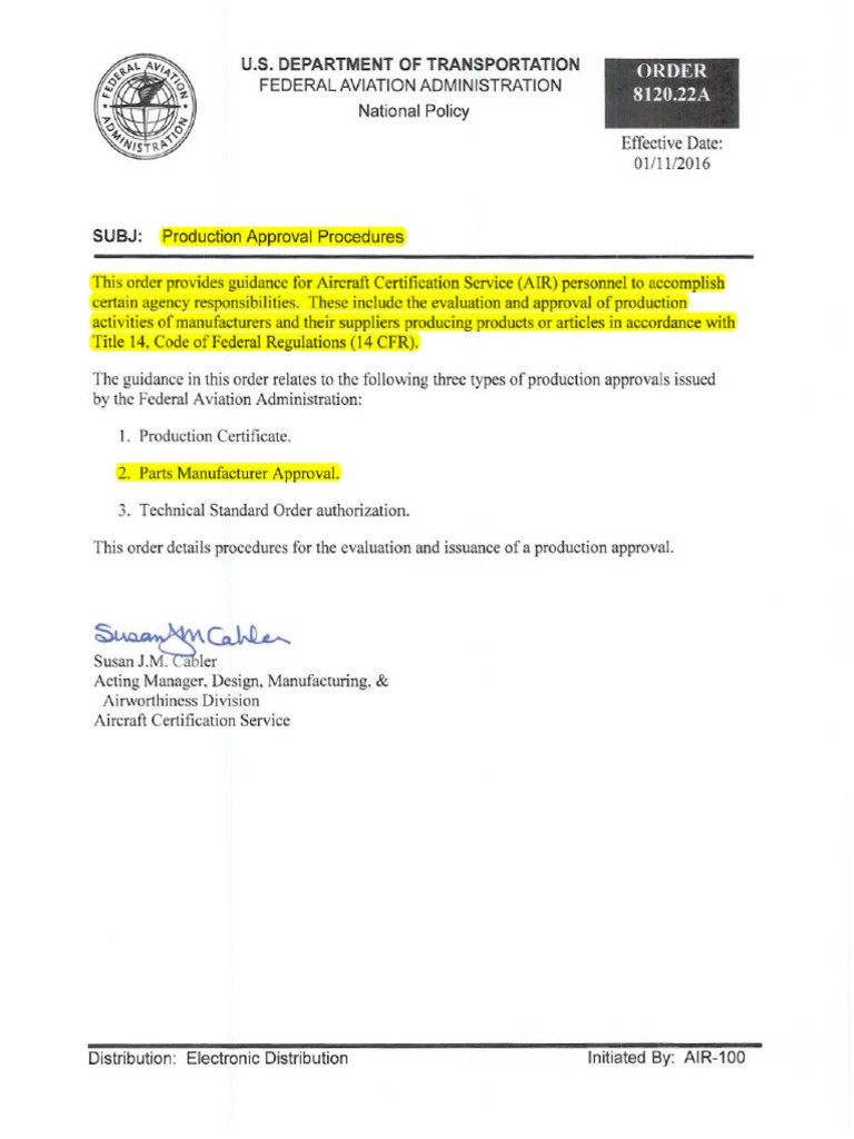 FAA Order 8120.22A | PDF | Federal Aviation Administration | Aviation
