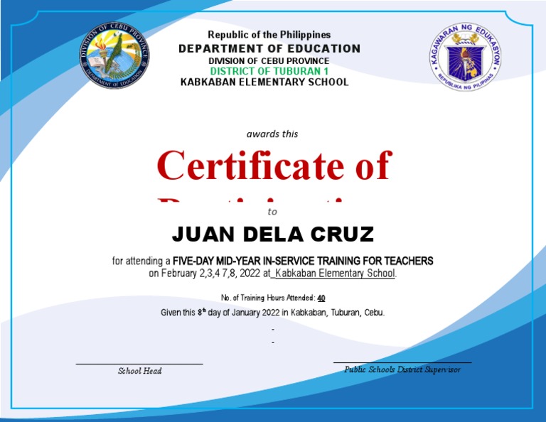 Mid-Year-InSET Certificate Participation Template | PDF