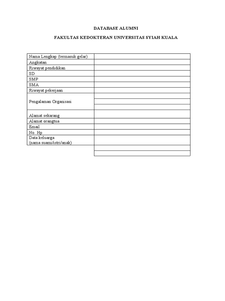 Database Alumni Fakultas Kedokteran UNSYIAH | PDF