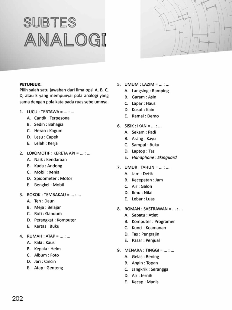 Soal Analogi Dan Pembahasan Pdf