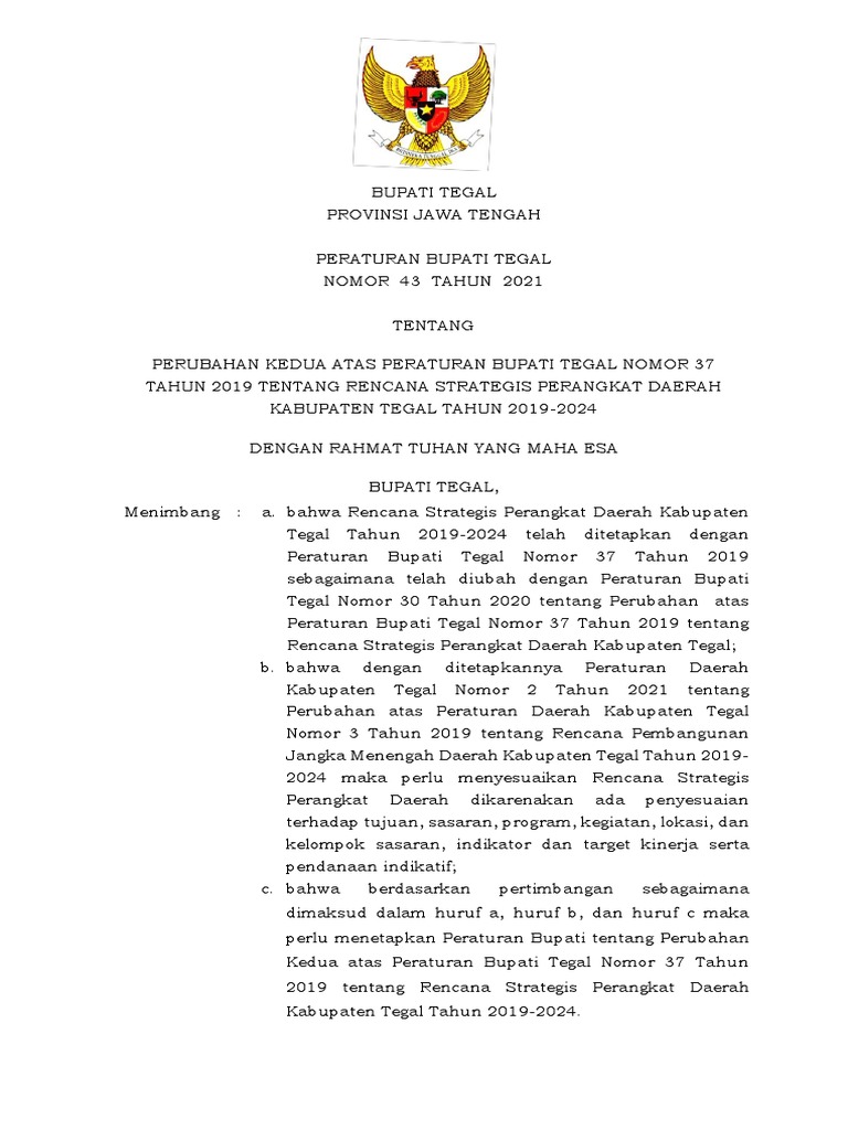 Perbup Perubahan Renstra 2019-2024 | PDF