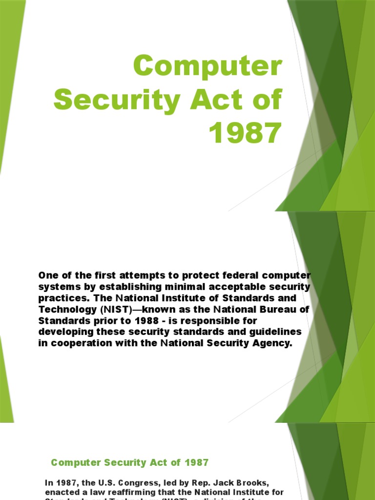 Overview of the Computer Security Act 1987 | PDF | National Security ...