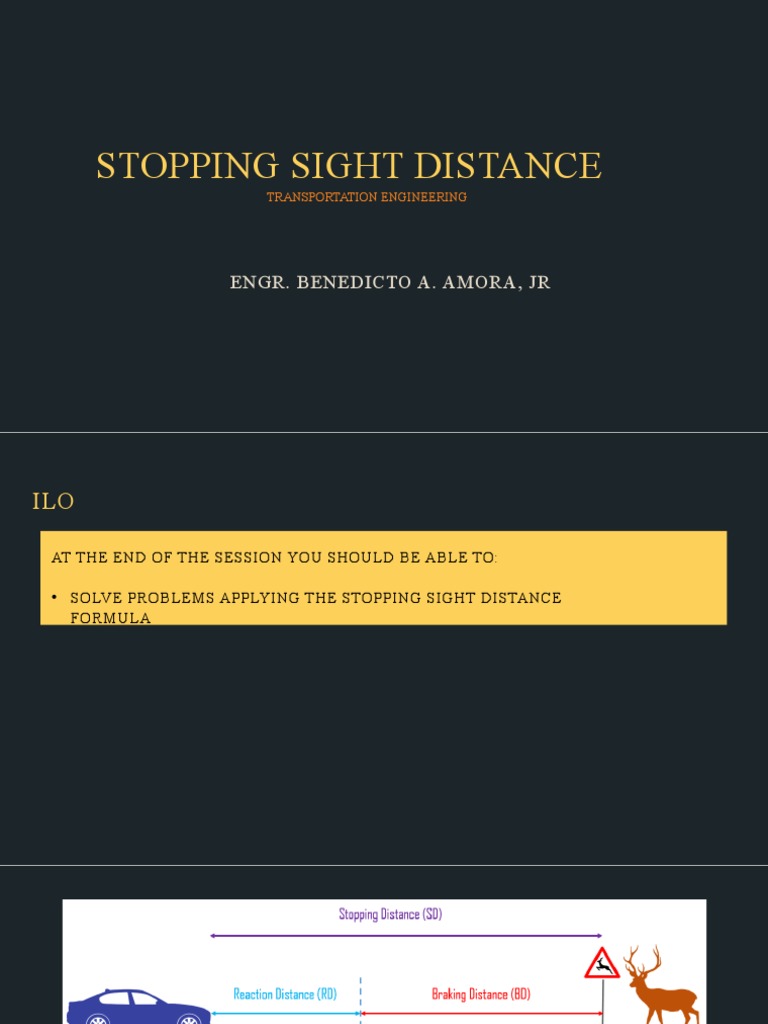 Stopping Sight Distance Guide | PDF | Teaching Methods & Materials ...