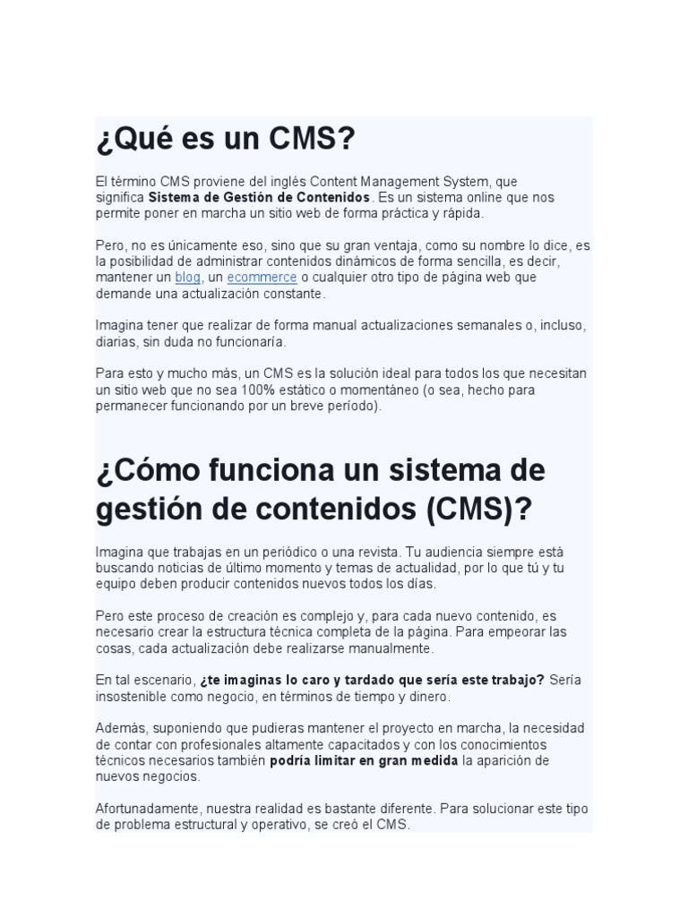 Lo que es un CMS: Un sistema para gestionar contenidos de forma ...