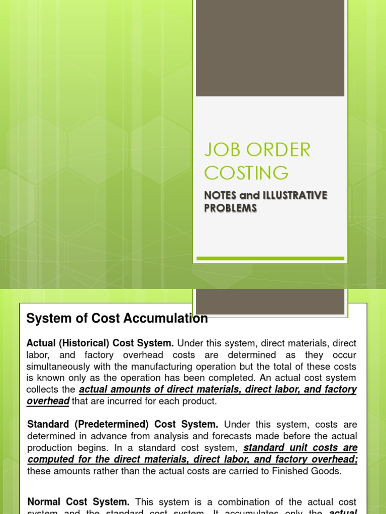 Job Order Costing for Custom Manufacturing | PDF | Cost Of Goods Sold ...