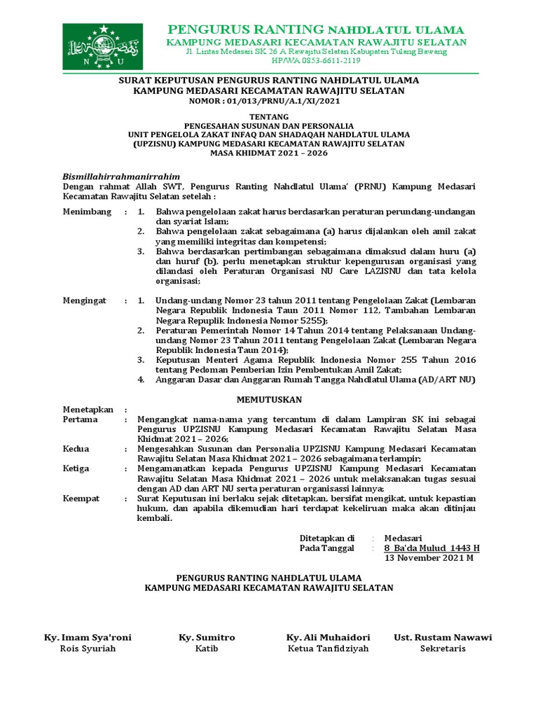 SK Ranting Lazisnu Medasari | PDF