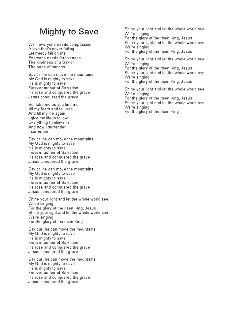 Mighty To Save | PDF