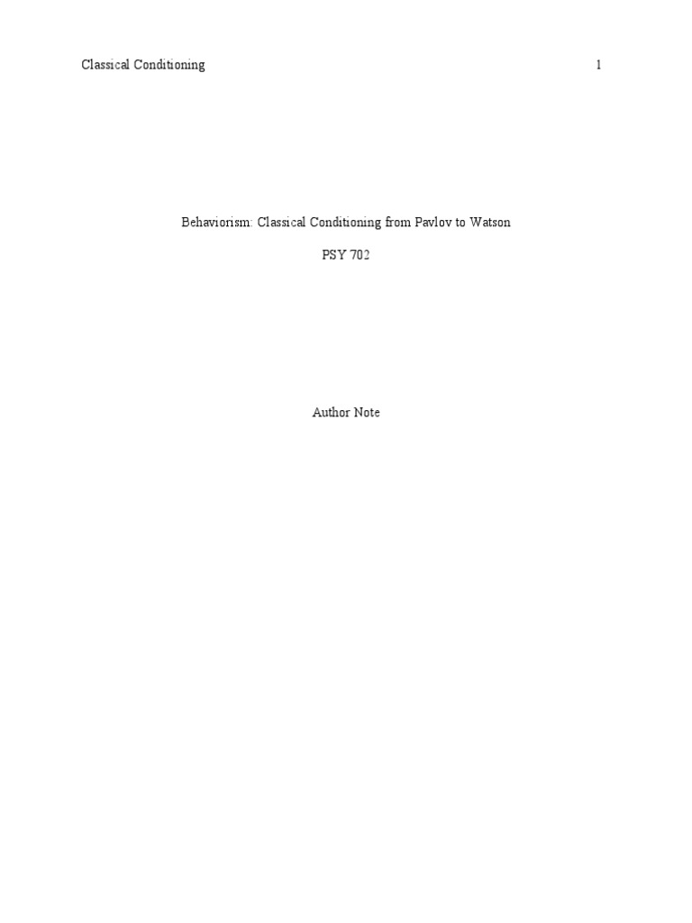 Classical Conditioning: Pavlov to Watson | PDF | Classical Conditioning ...