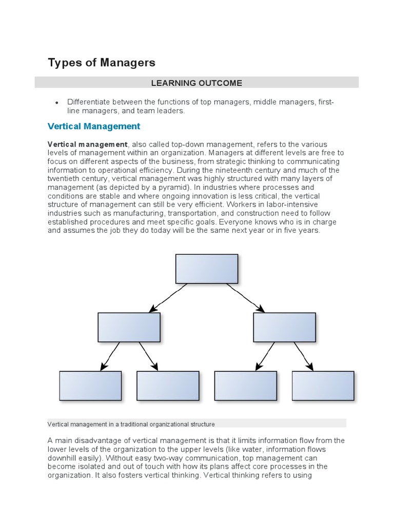 Types of Managers: Vertical Management | PDF | Organizational Structure ...