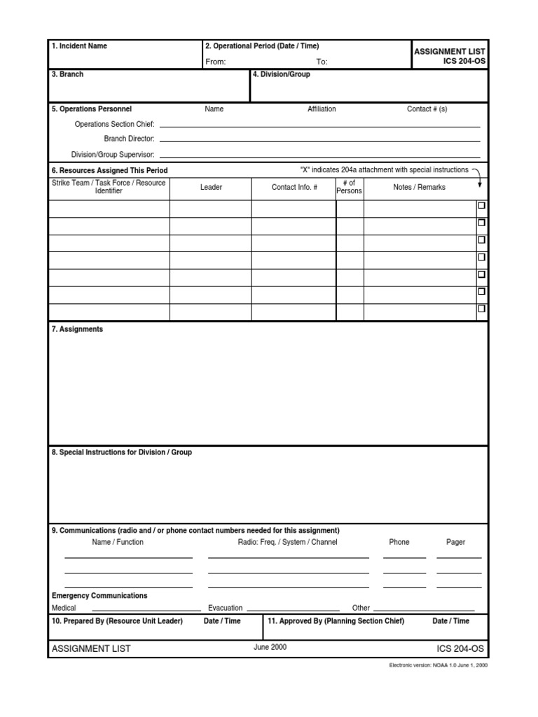 ICSForm 204 | PDF | Incident Command System | Communication