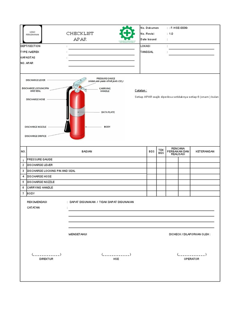 Form Checklist Inspeksi Apar | PDF