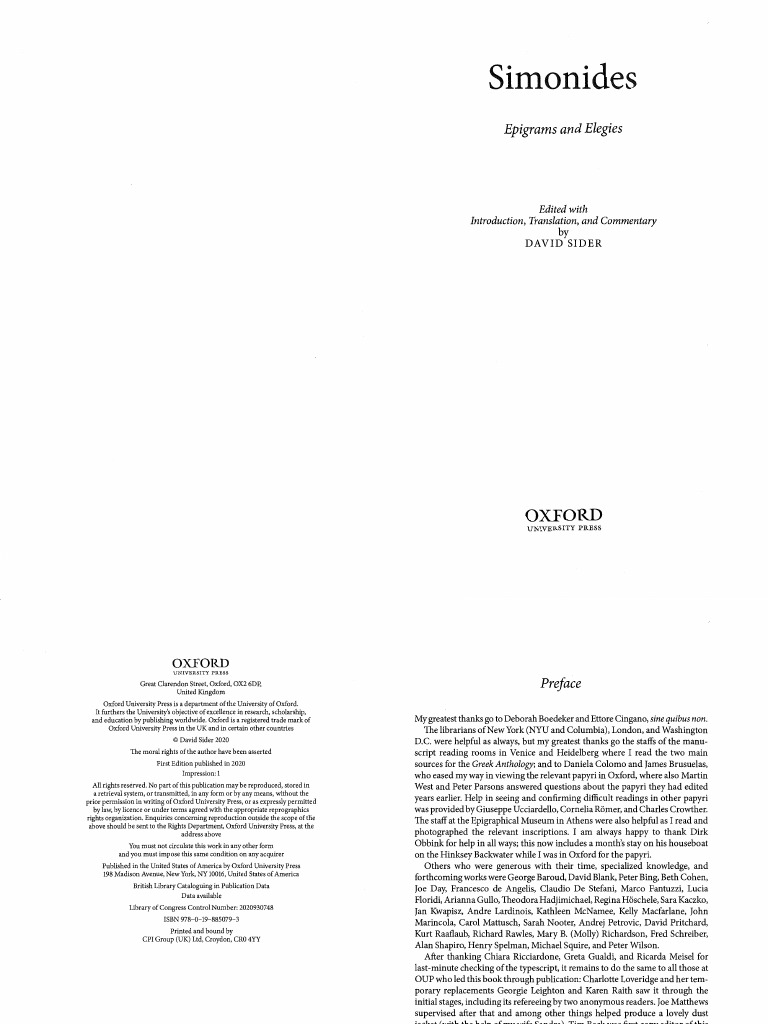 Simonides: Epigrams and Elegies | PDF | Ancient Greece